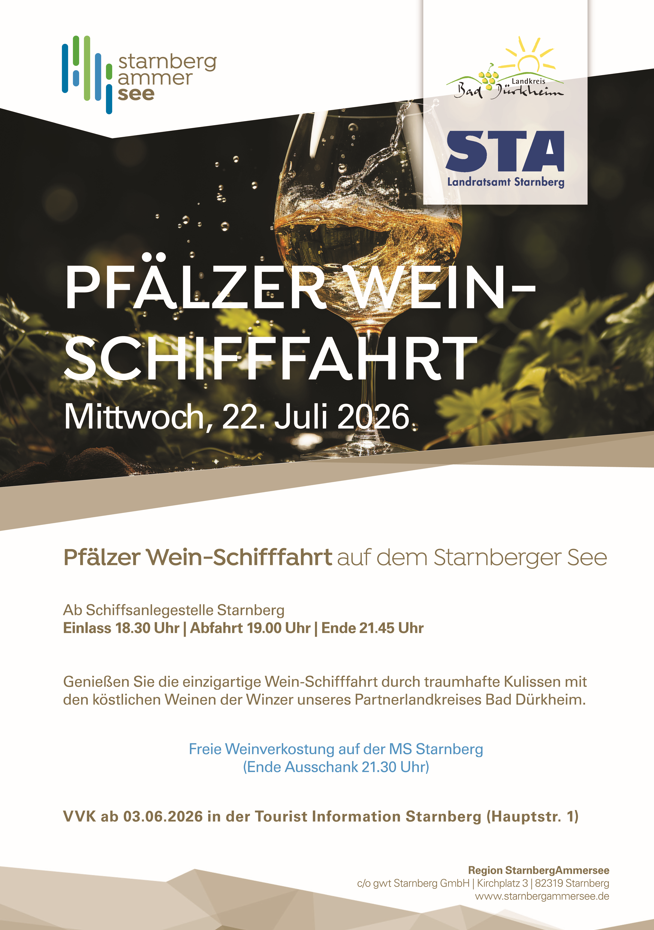 Pfälzer Wein-Schifffahrt auf dem Starnberger See - Region StarnbergAmmersee